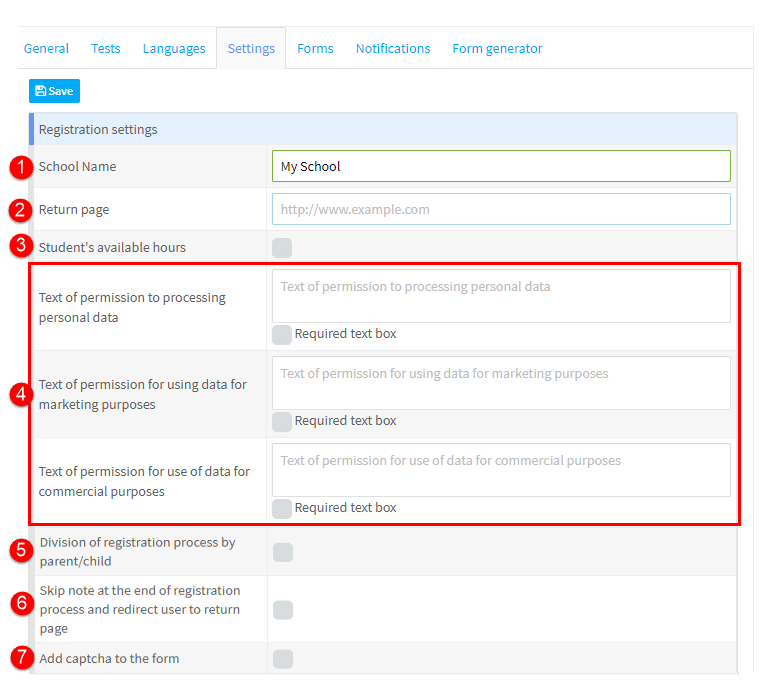Registration Forms | SchoolMate language school management system