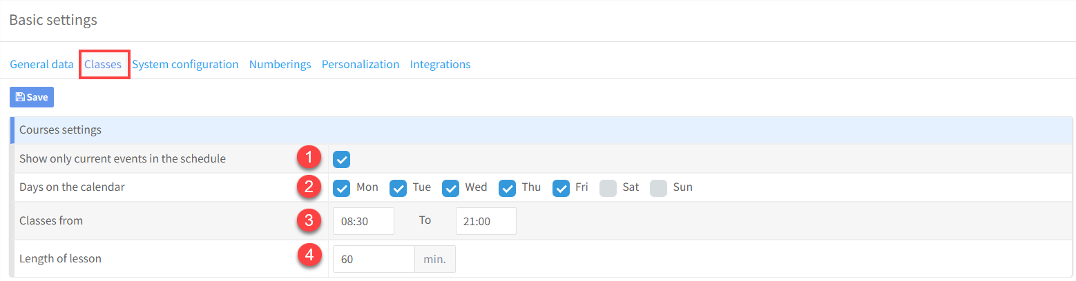 Basic Settings | SchoolMate best language school administration software
