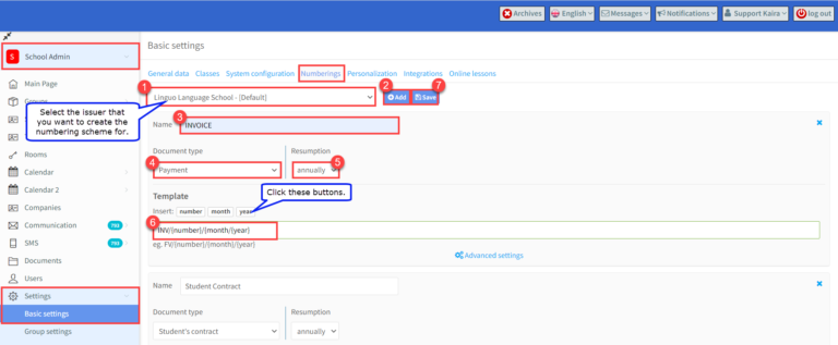 Basic Settings | SchoolMate best language school administration software