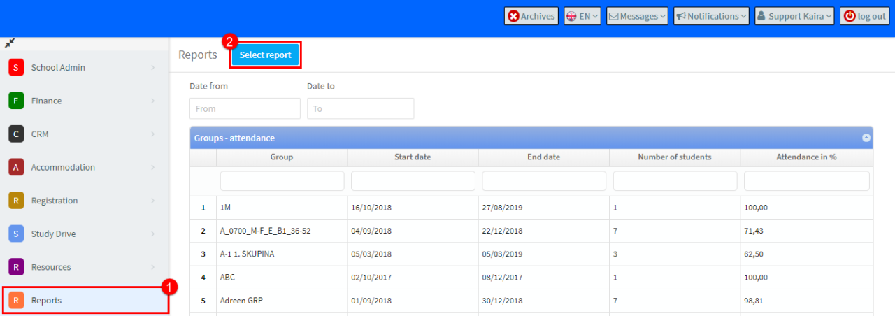 How can I check the number of cancelled classes? - Schoolmate