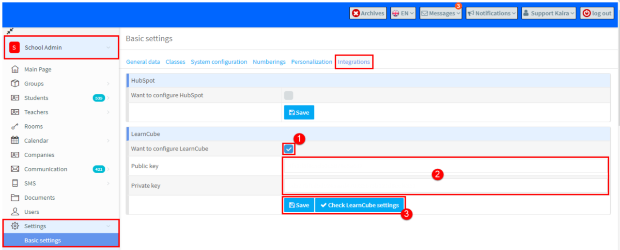 SchoolMate Language School System | link with LearnCube